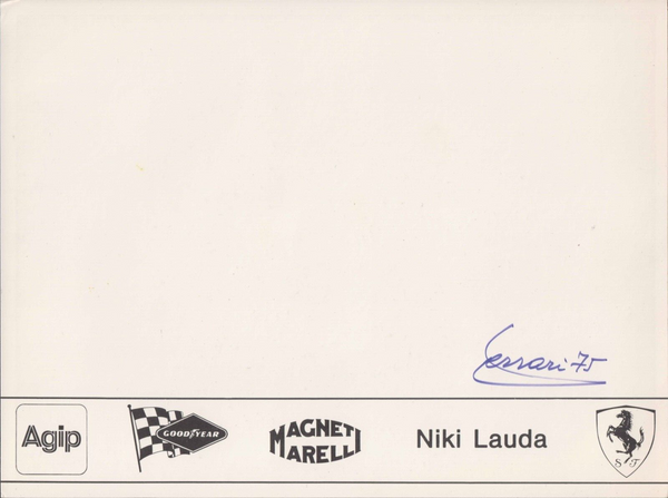 1975 Ferrari Official Postcard Niki Lauda Enzo Signature F1 – 6carb
